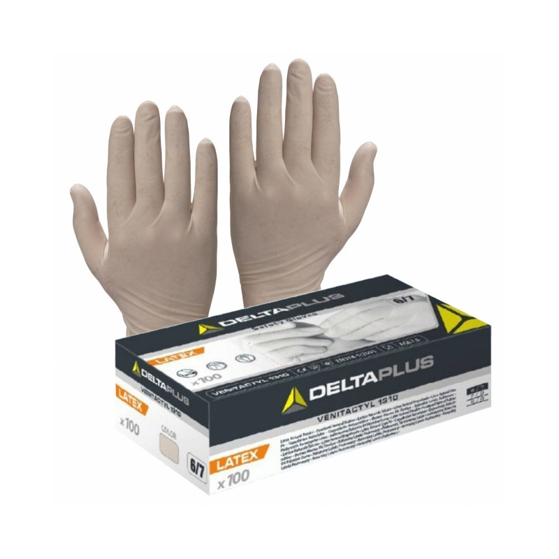 Boite de 100 gants jetables en latex Boite de 100 gants jetables en latex