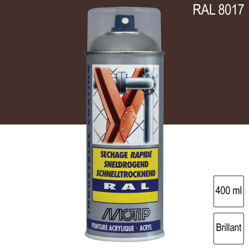 Peinture aérosol RAL 8017 Brun chocolat brillant 400ml MOTIP